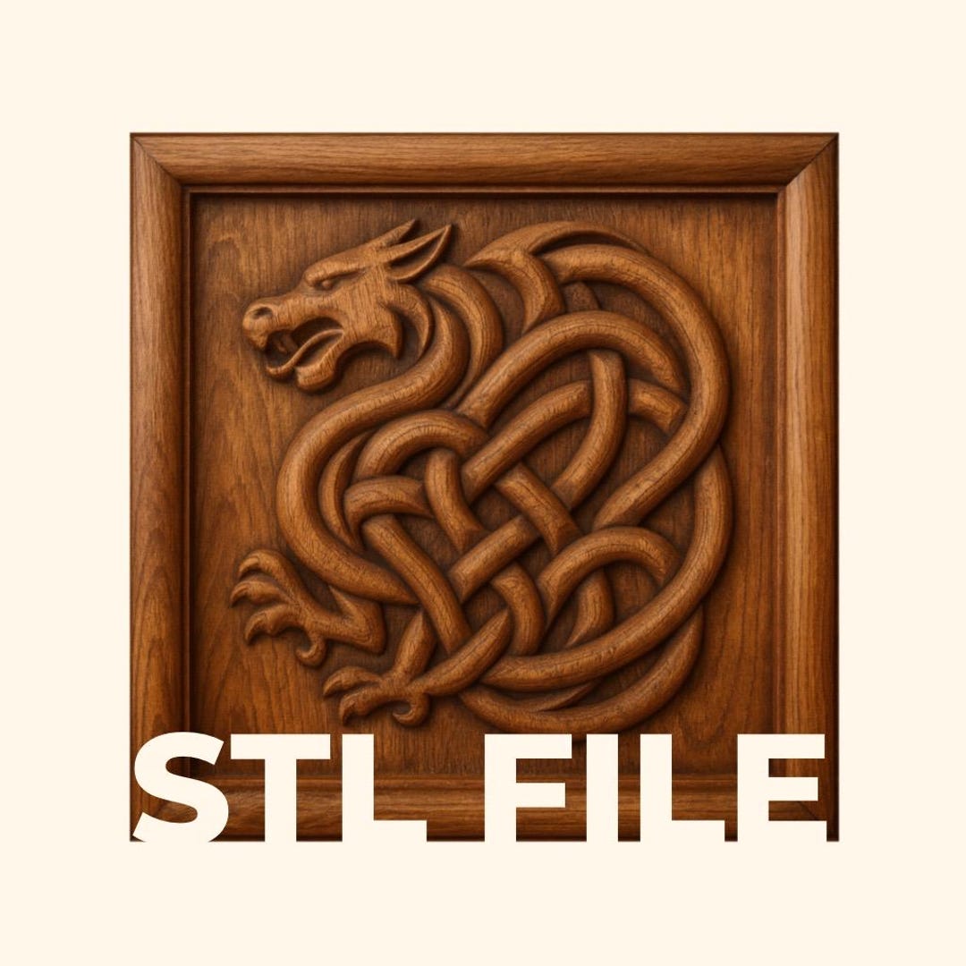 Celtic Dragon Knot STL File – Mythic Beast Relief for CNC & 3D Printing ...