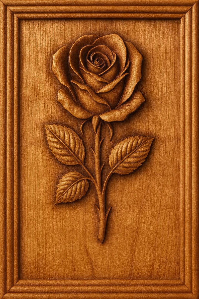Rose Flower STL File – Romantic Relief for CNC & 3D Printing (digital ...