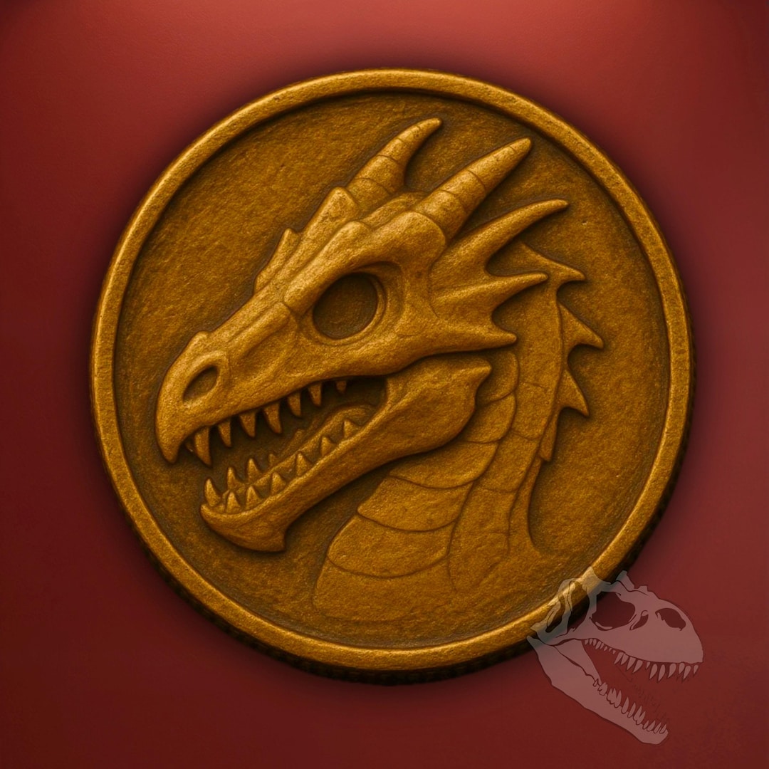 Dragon Head Coin STL File for 3D Printing - Fantasy Medallion Relief ...