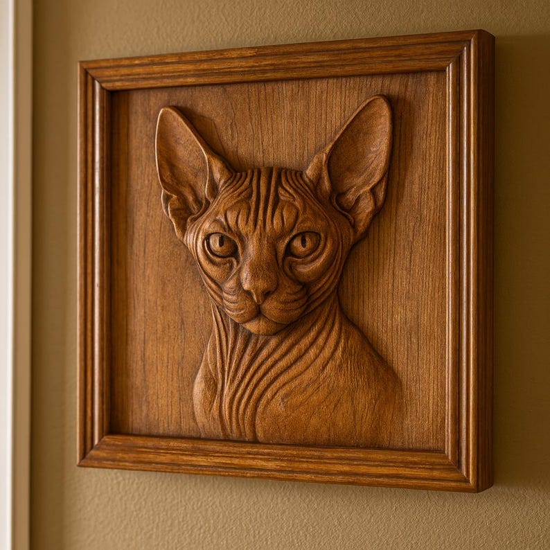 Sphinx Cat STL File - Minimal Animal Relief Cut Design for CNC & 3D ...