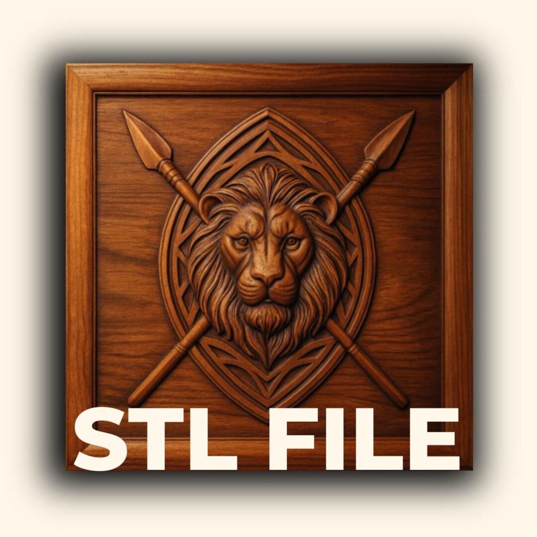 Lion Crest Relief Cut STL File for CNC Relief Carving & 3D Printing ...