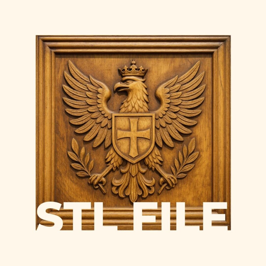 Royal Eagle Crest STL File – Heraldic Shield Relief for CNC & 3D ...