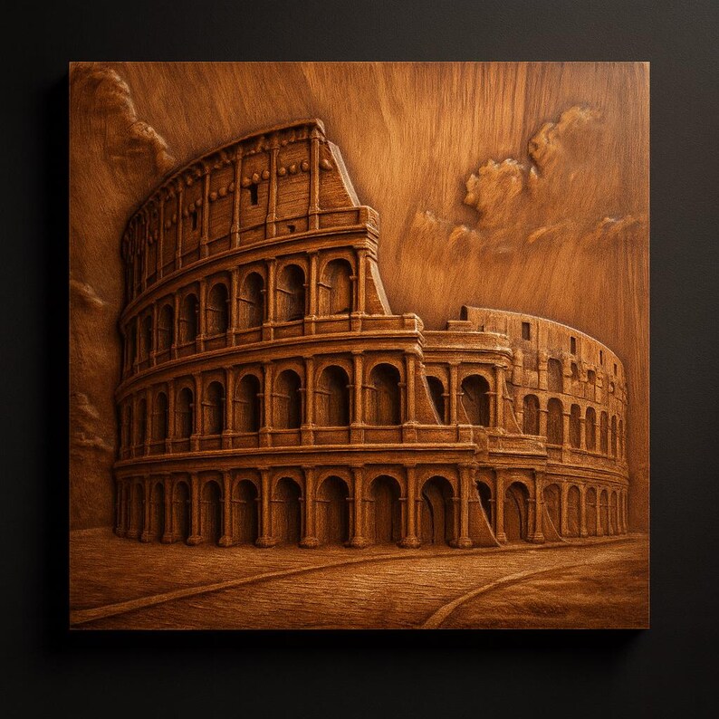 Colosseum (rome) STL File – Minimal Places Relief Cut Design for CNC ...