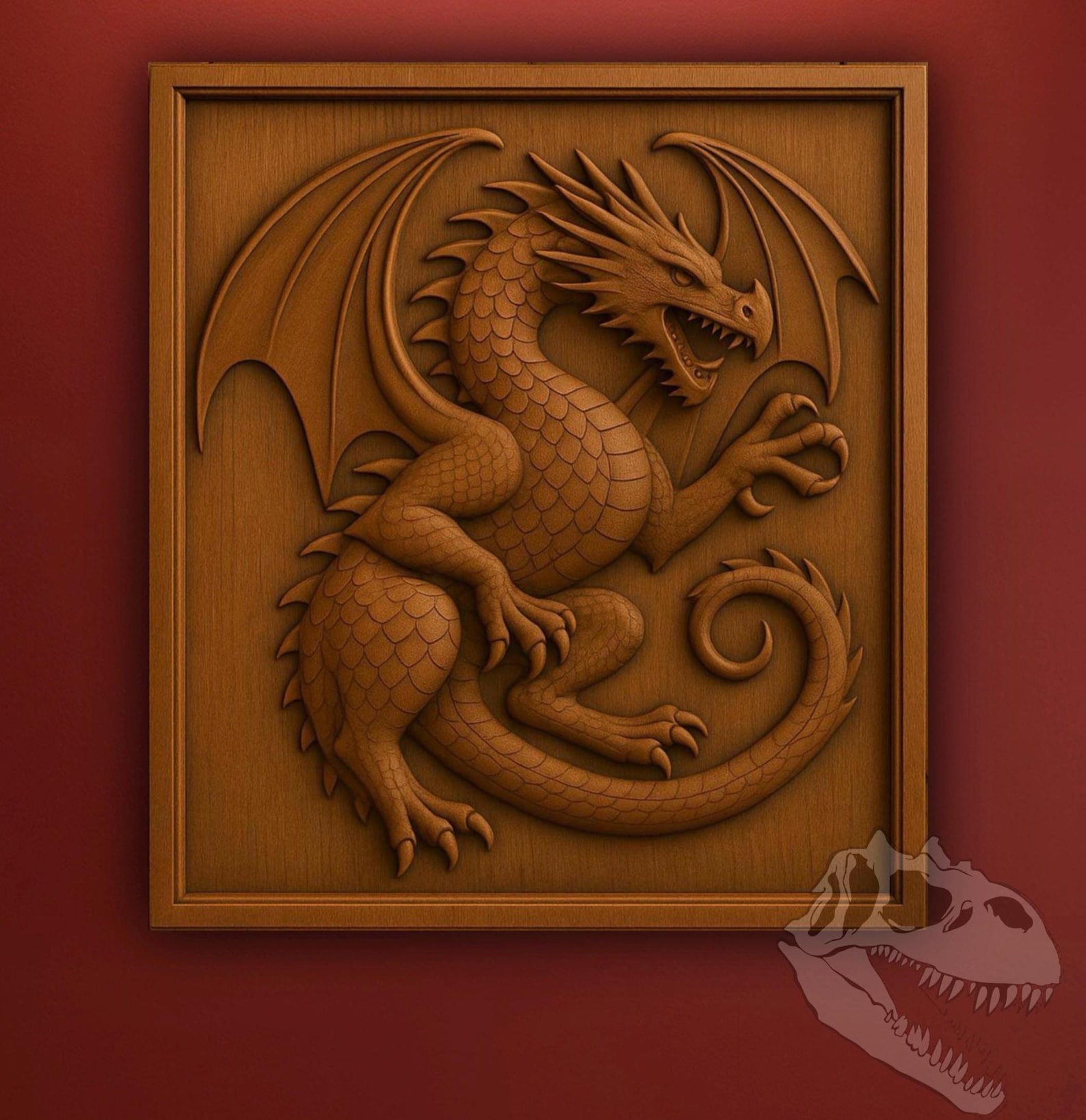 Dragon Relief STL File for CNC – Digital Wood Carving Design, Mythical ...