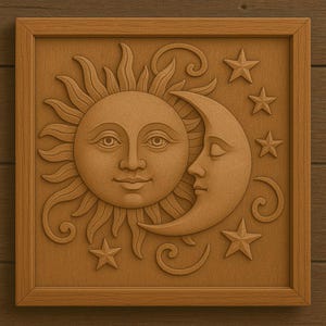 Sun and Moon STL File for CNC – 3D Relief Digital Download | Celestial ...