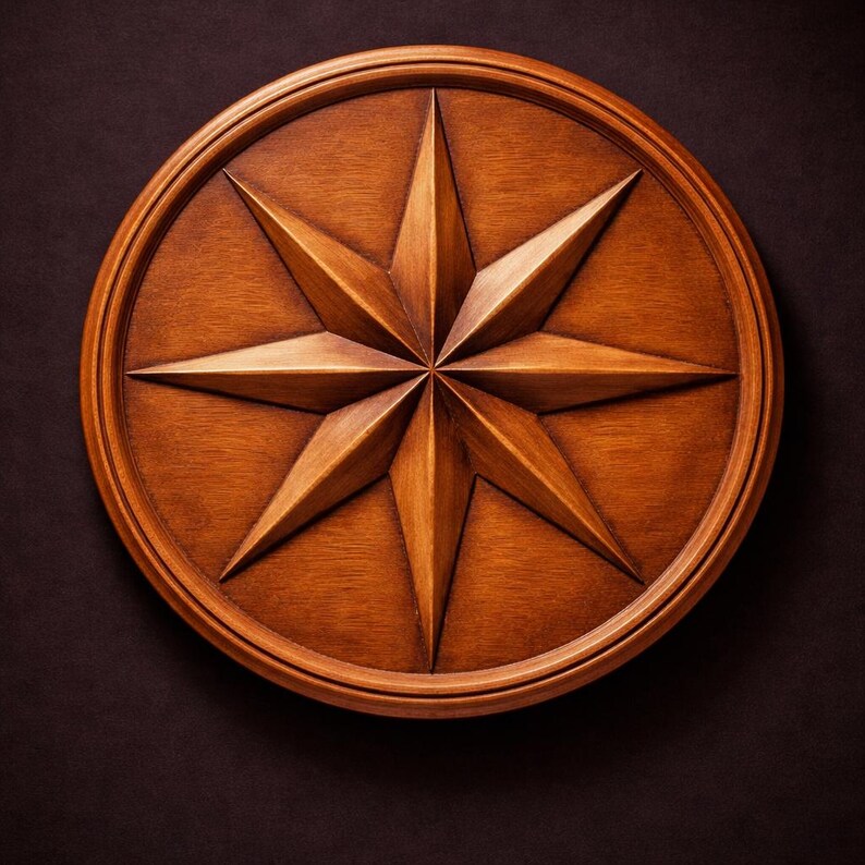 Compass Rose Coin Relief STL File for CNC Carving | Commercial Use - Etsy