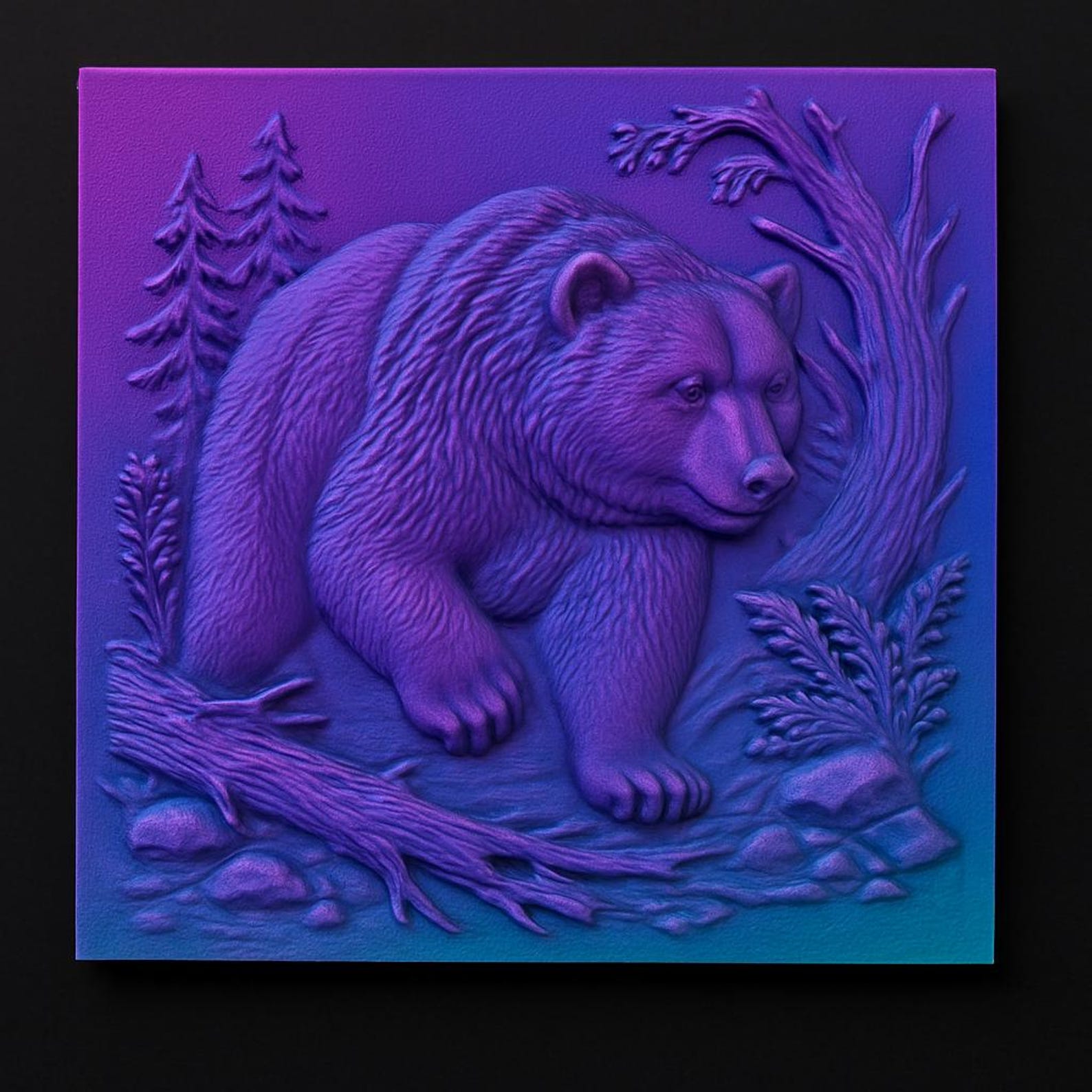 Grizzly Bear STL File – Wilderness Scene Relief Cut Design for CNC & 3D ...
