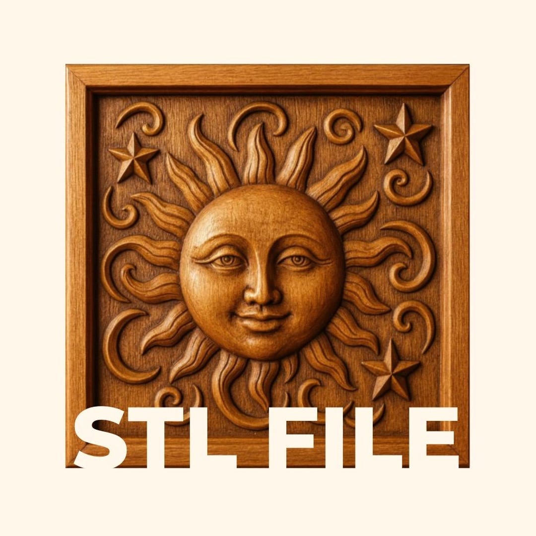 Celestial Sun Face STL File – Spiritual New Age Relief Cut Design for ...