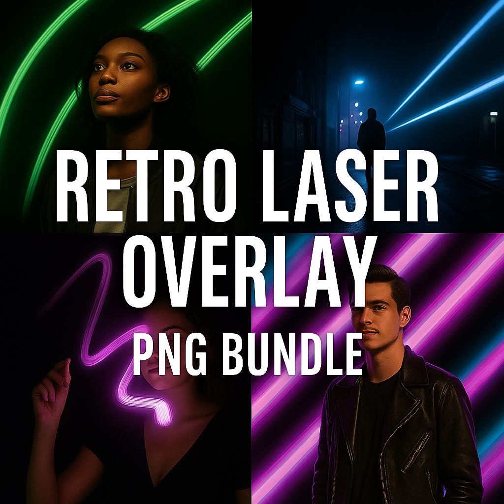Retro Laser Overlay PNG Bundle – Neon Light Effects With Transparent ...