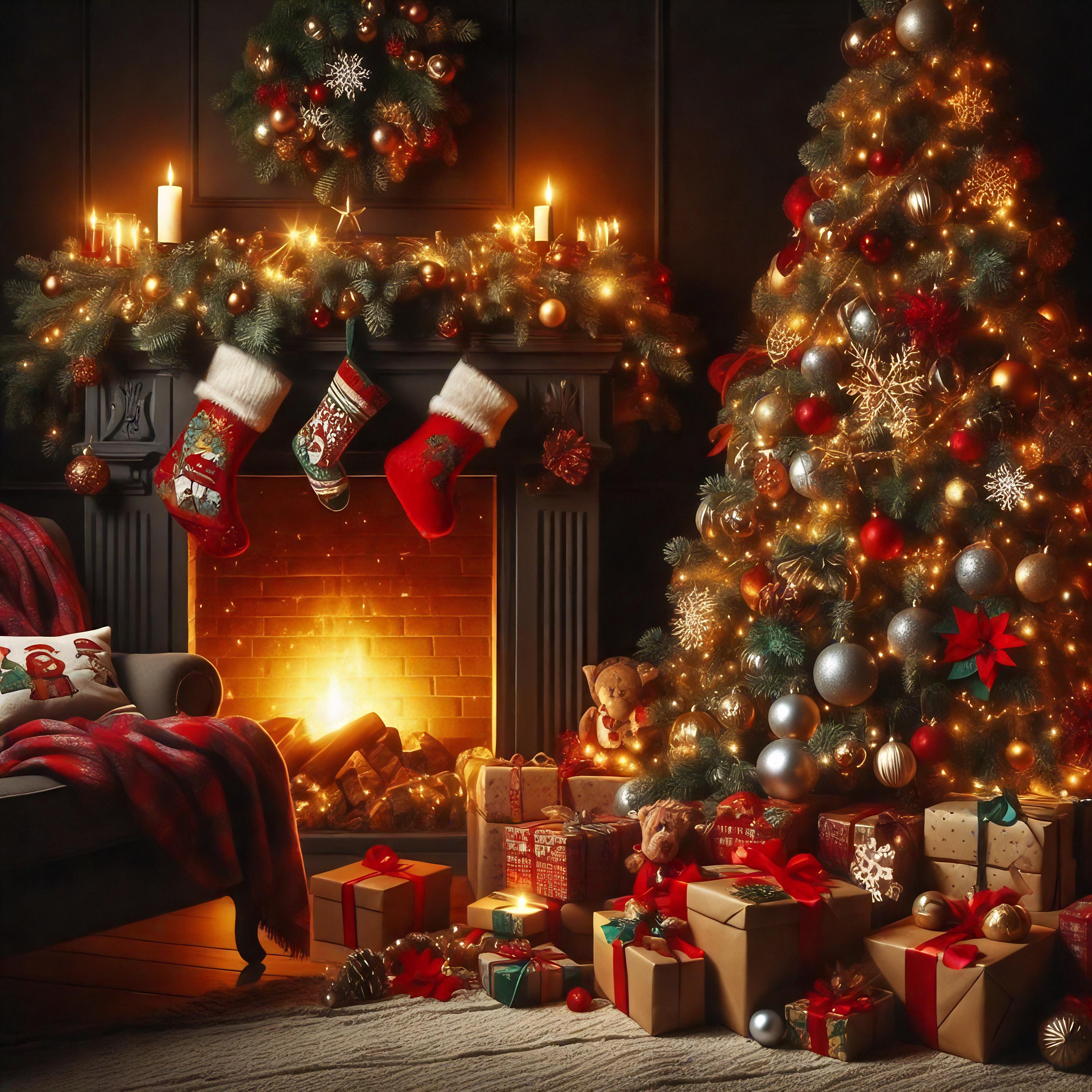 4K Christmas Fireplace Backgrounds - Cozy Holiday Fireplace Scenes for ...