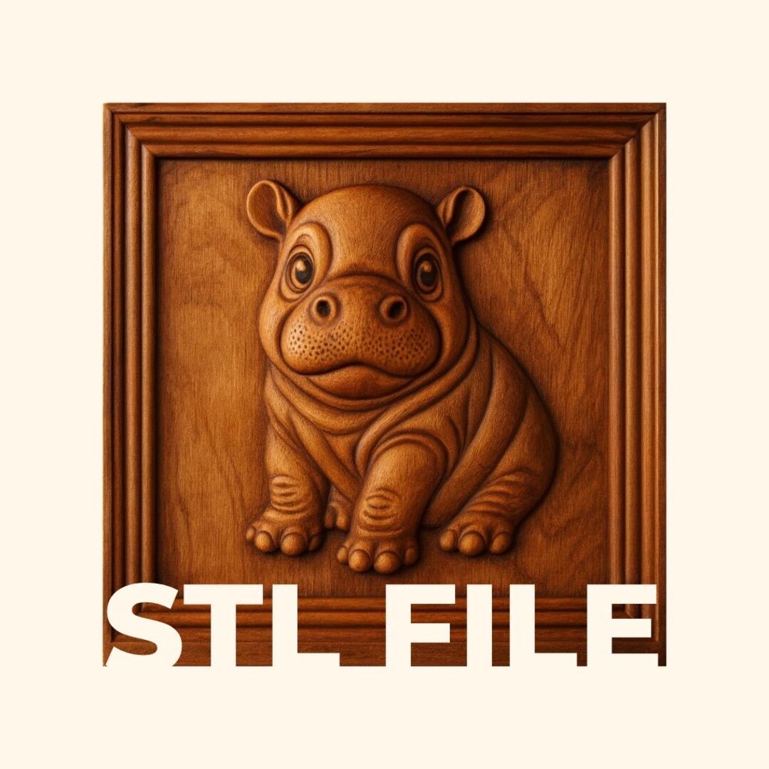 Baby Hippo STL File – Minimal Wildlife Relief Cut Design for CNC & 3D ...
