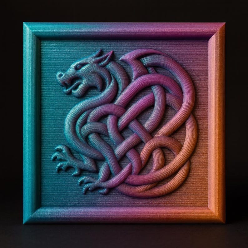 Celtic Dragon Knot STL File – Interwoven Mythic Beast Relief Cut Design ...