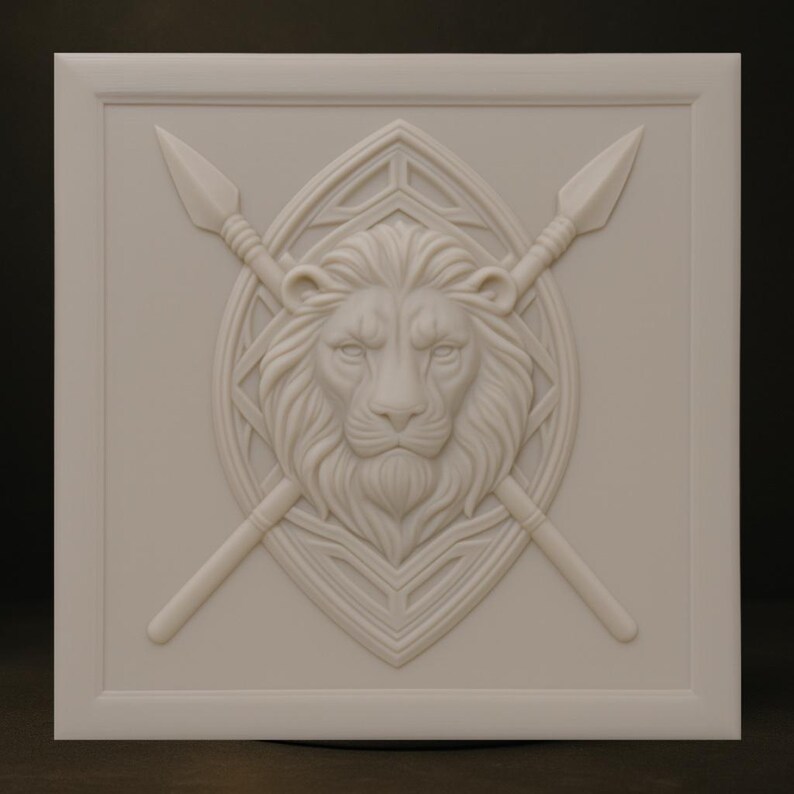 Lion Crest STL File – Heraldic Shield Relief for CNC & 3D Printing ...