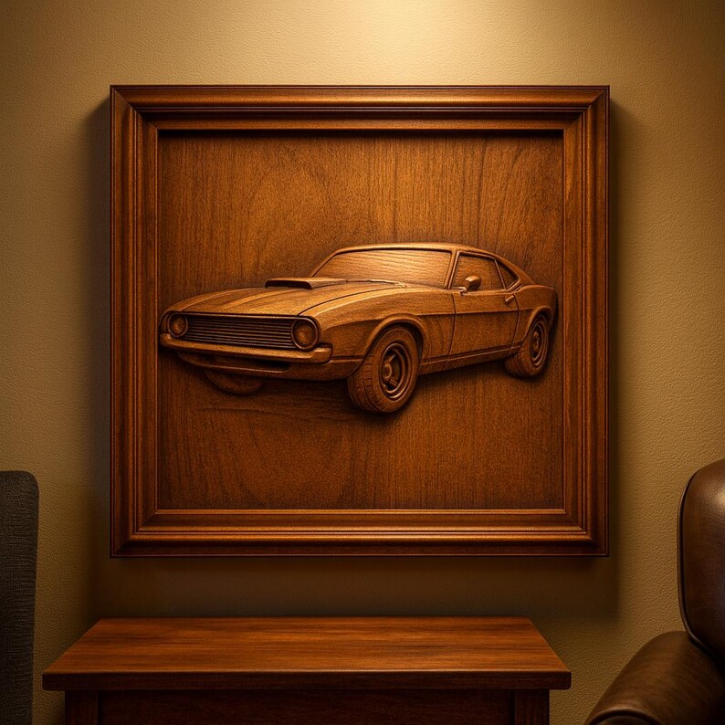 Muscle Car STL File – CNC Relief Carving & 3D Printing | Wall Art ...