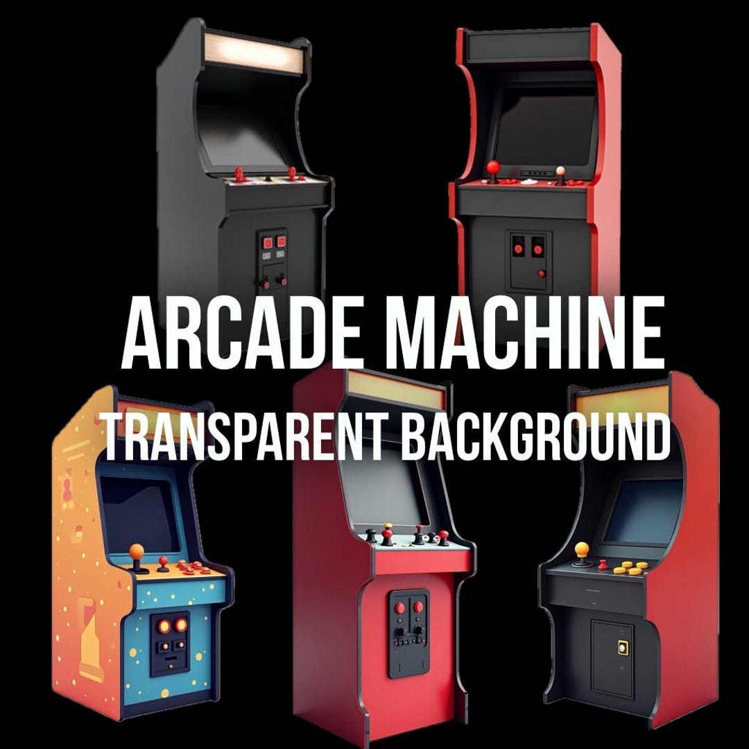 Retro Arcade Machine W/ Transparent Background, Digital Download Print ...