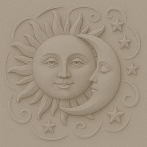 Sun and Moon STL File for CNC – 3D Relief Digital Download | Celestial ...