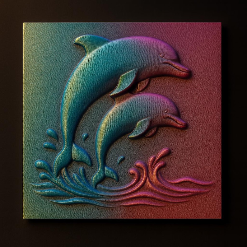 Dolphin STL File – Ocean Wildlife Relief for CNC & 3D Printing (digital ...