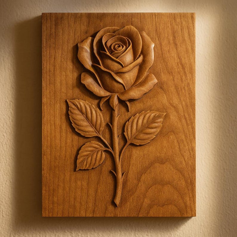 Rose Flower STL File – Romantic Relief for CNC & 3D Printing (digital ...