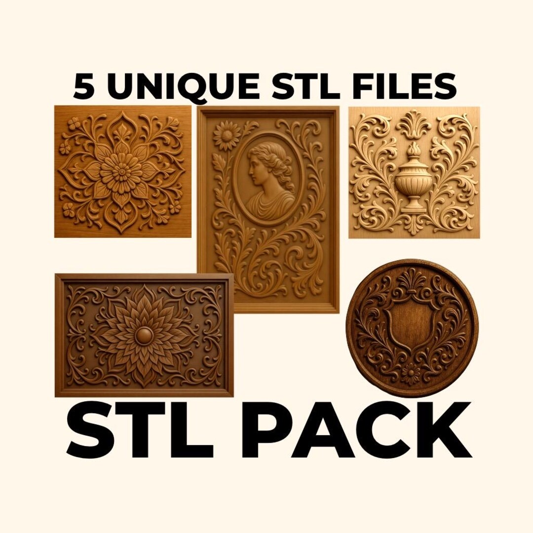 Ornate STL 5 Pack for CNC Relief Cut and 3D Printing | Digital Download ...