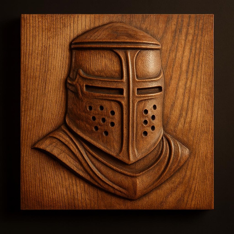 Armored Knight Helmet STL File – Medieval Relief for CNC & 3D Printing ...