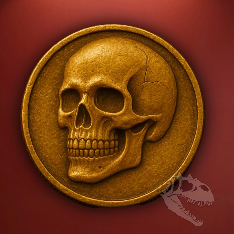 Skull Coin Relief STL File for CNC | 3D Engraving, Coin Making ...