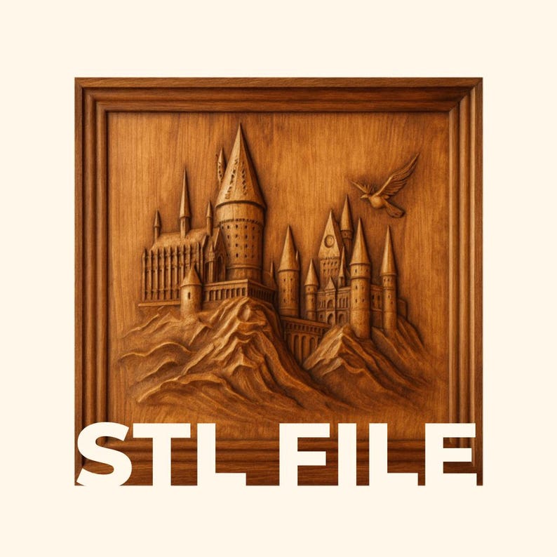 Wizarding Castle STL File – CNC Relief Carving & 3D Printing | Wall Art ...
