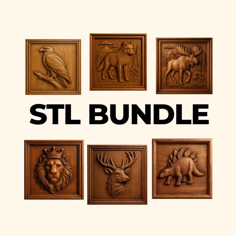 Wildlife Relief Carving 6 Pack STL Bundle: Minimal Animal Relief Cut ...