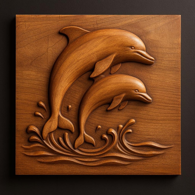 Dolphin STL File – Ocean Wildlife Relief for CNC & 3D Printing (digital ...