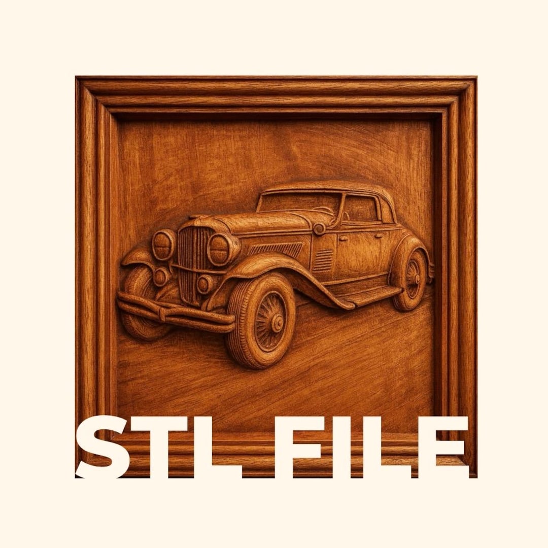 Classic Car STL File – Retro Automobile Relief for CNC & 3D Printing ...