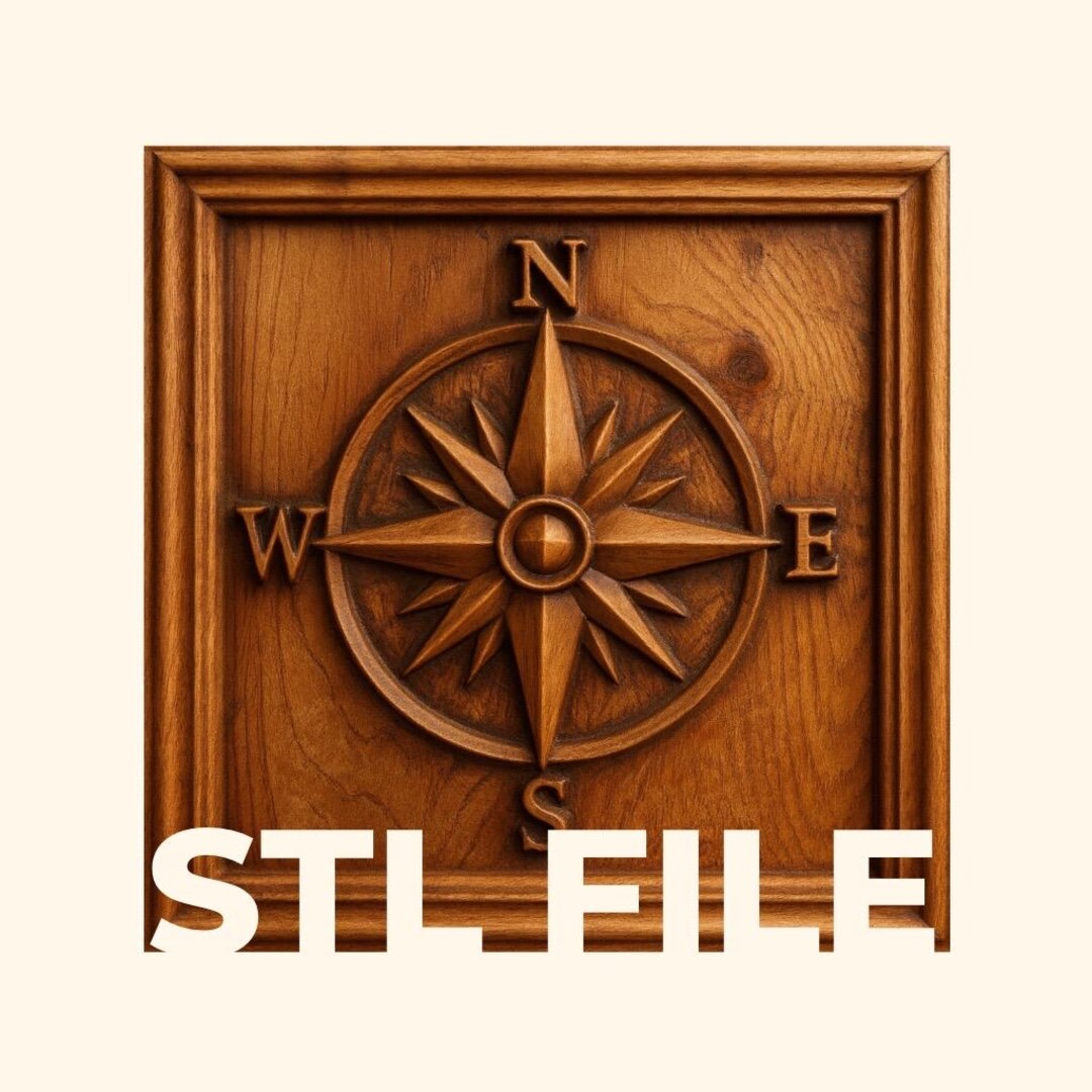 Compass Rose STL File – Vintage Nautical Relief Cut Design for CNC & 3D ...