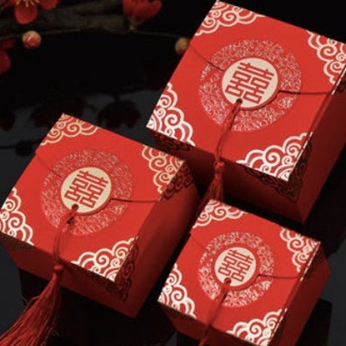 Chinese Wedding Favor Boxes Double Happiness Gift Boxes - Etsy