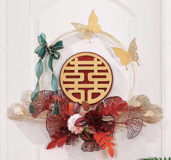 DIY Kit Double Happiness Wall Decoration With Flower Wedding - Etsy