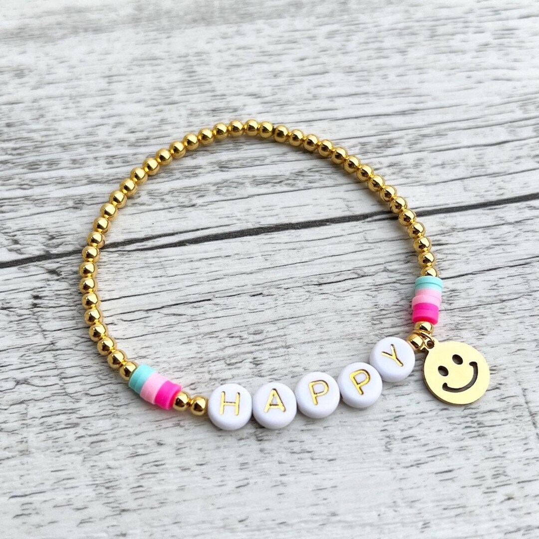 Pulsera con la letra smiley pastel pulsera con el nombre Plata de ley ...