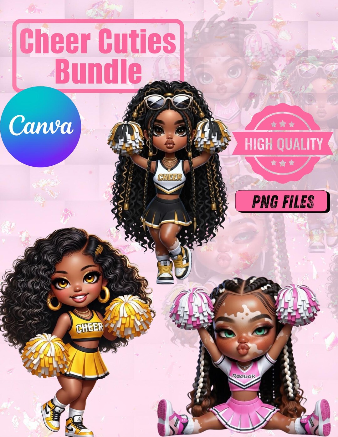Chibi Cheer Cuties PNG Bundle | Clipart, Sublimation - Etsy