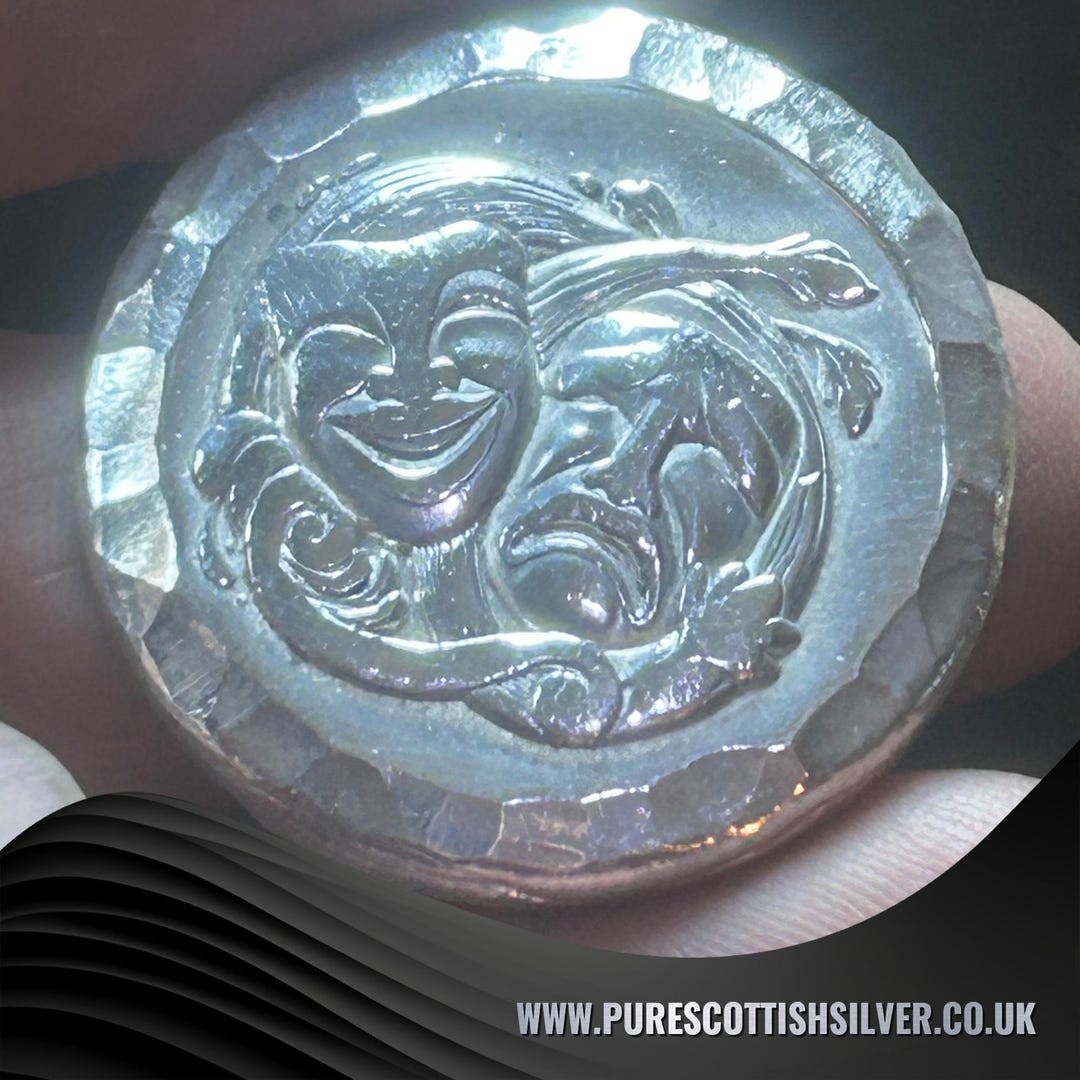 2 Troy Oz Fine 999 Silver Drama Masks, Handmade Scottish Design for ...