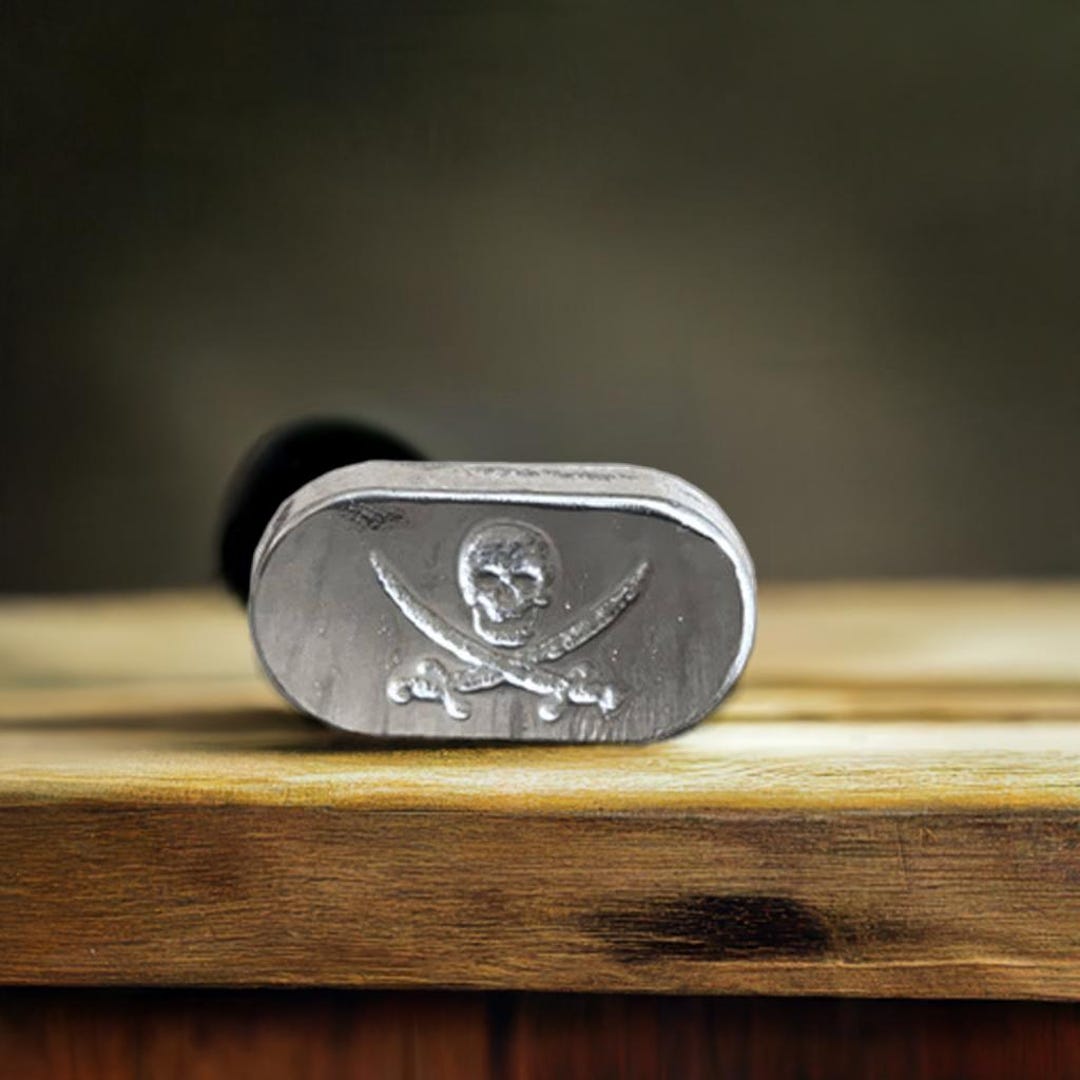 1oz Skull & Cross Swords Silver Bar Design, Handmade Pure Silver for ...