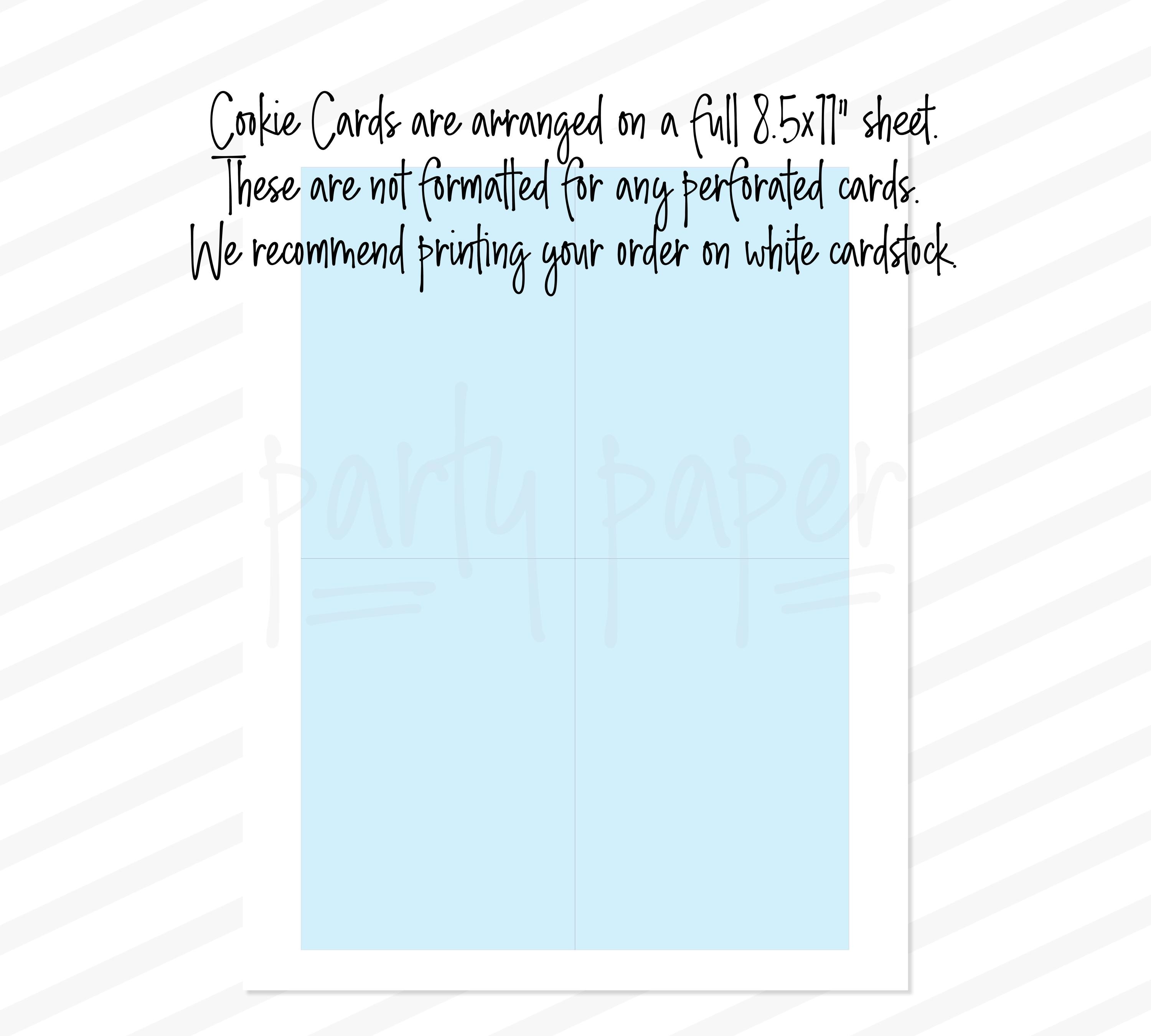 Printable Mini Cookie Card - 3.5x5" - DIY Cookie Kit Instructions ...