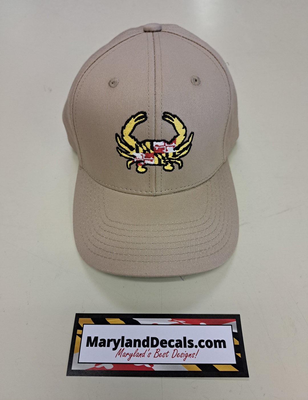 Maryland Flag Crab HAT Maryland Flag Design Gift Embroidered Khaki ...