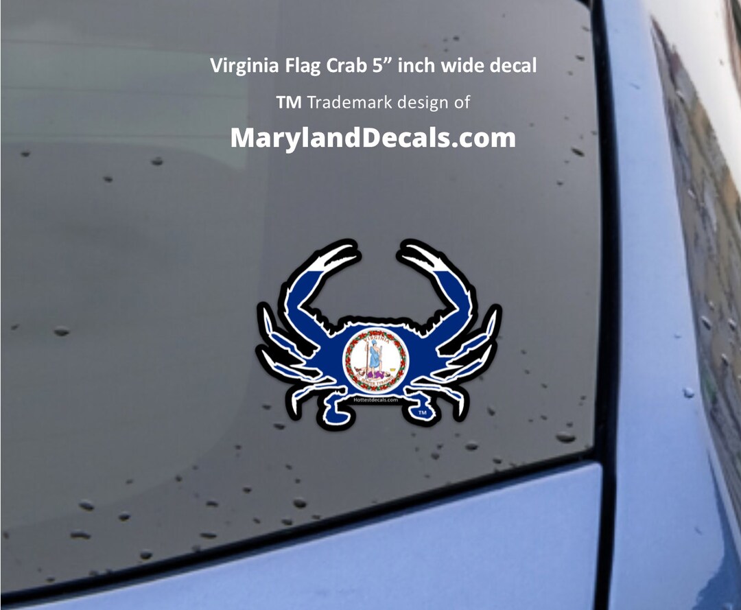 Virginia Crab Decal Car Sticker VA State Flag Chesapeake Bay Souvenir ...