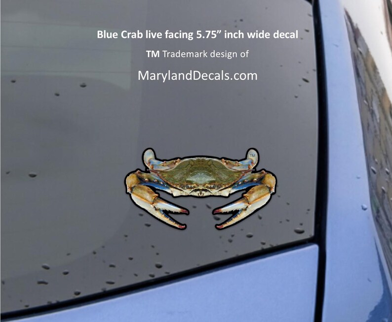 Blue Crab Car Decal Sticker for Boat or Truck Waterproof Vinyl for ...