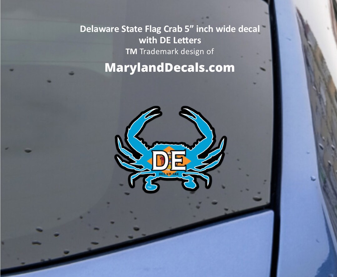 Delaware Flag Crab Car Decal Sticker Truck Boat Delaware River Souvenir ...
