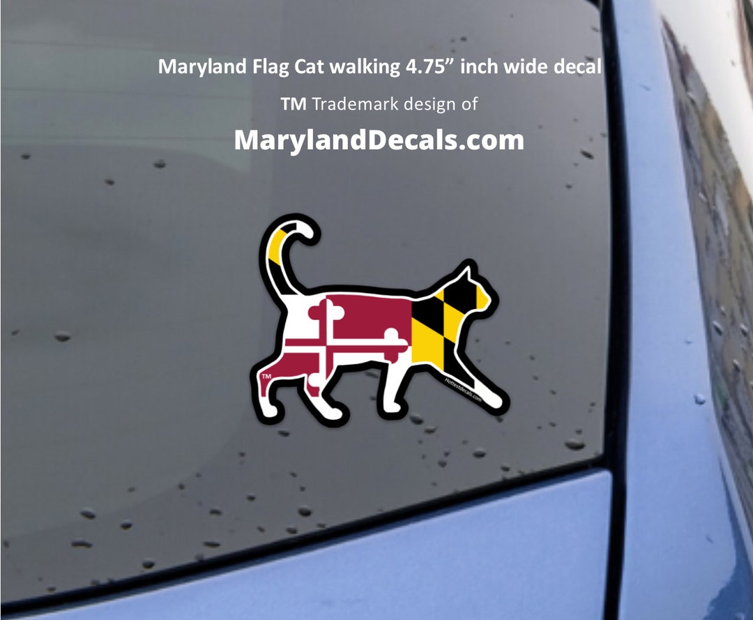 MARYLAND CAT DECAL Maryland Flag Car Sticker Walking Cat Maryland Gift ...