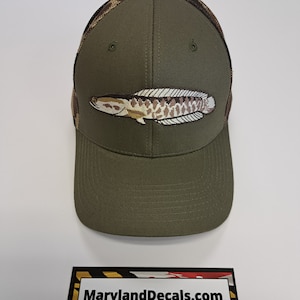 SNAKEHEAD FISH HAT Green & Camo Quality Embroidered Fishing Hat - Etsy