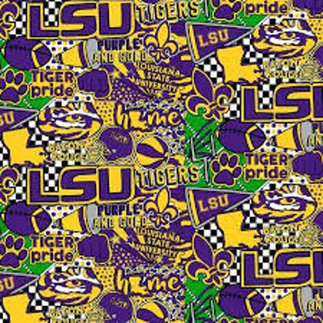 Louisiana State LSU Pop Art-priced by the 1/2 Yard, Cut in One Piece ...