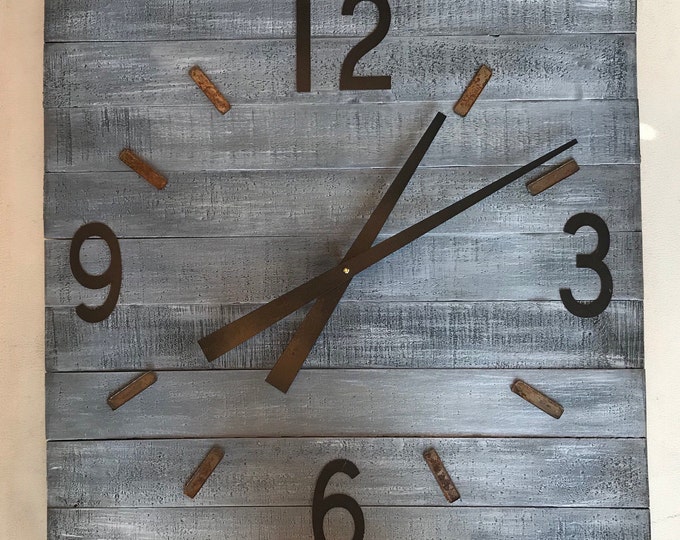 23 Square Rustic Industrial Clock Oversized Wall Clock, Rustic ...