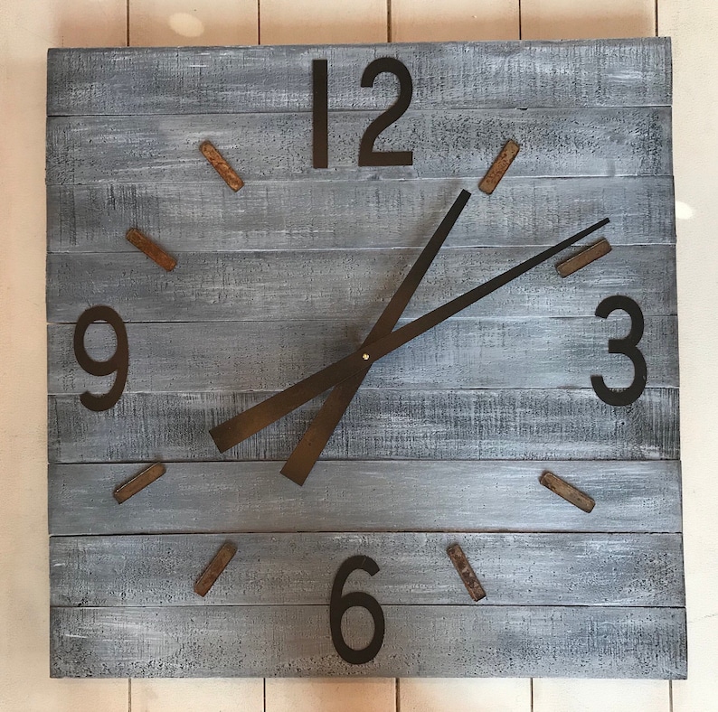 23 Square Rustic Industrial Clock Oversized Wall Clock | Etsy