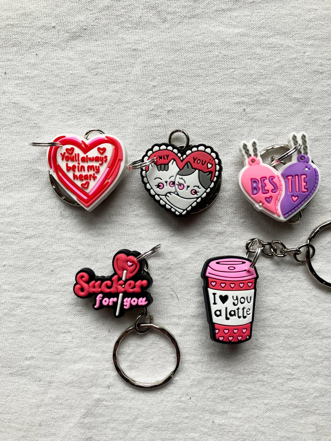Love Friend Valentines Heart Custom Keyrings/keychains | Cute ...