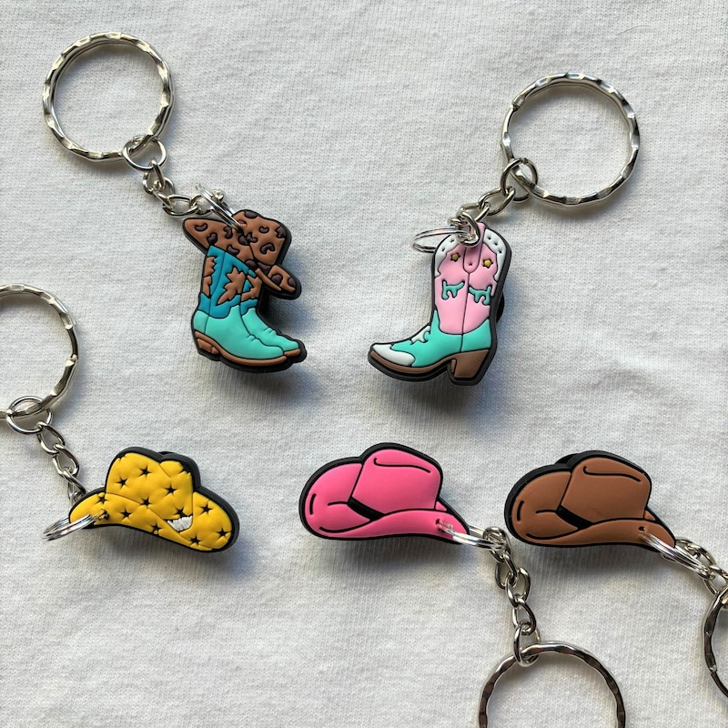 Cowgirl Boot Keychain - Etsy