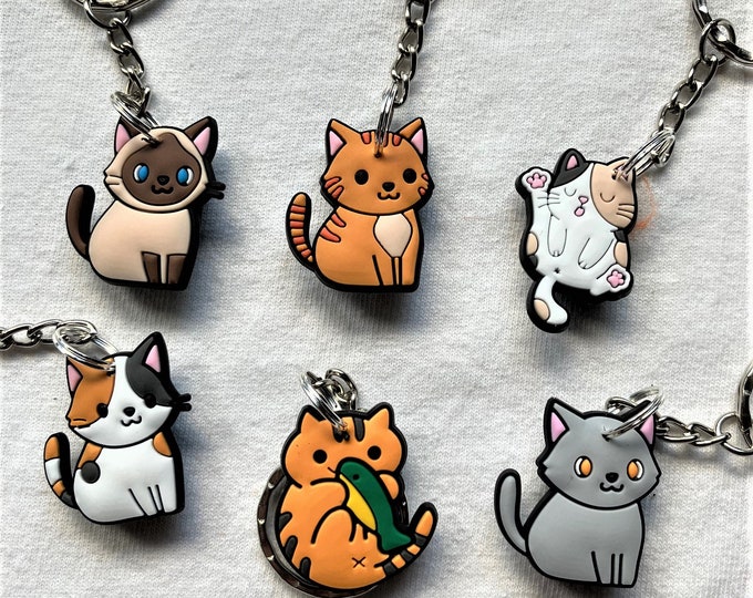 Cute Cat Kitten Keyrings/keychains Cartoon Cute Emo Kids Goth Fun ...