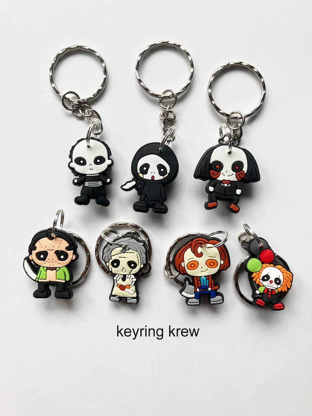 Horror Movie Character Themed Keyrings/keychains | Cartoon Nerd Film Spooky Fun 80s 90s Goth Emo ...